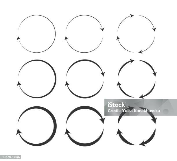 Ilustración De Conjunto Vectorial De Flechas Circulares Aisladas Sobre
