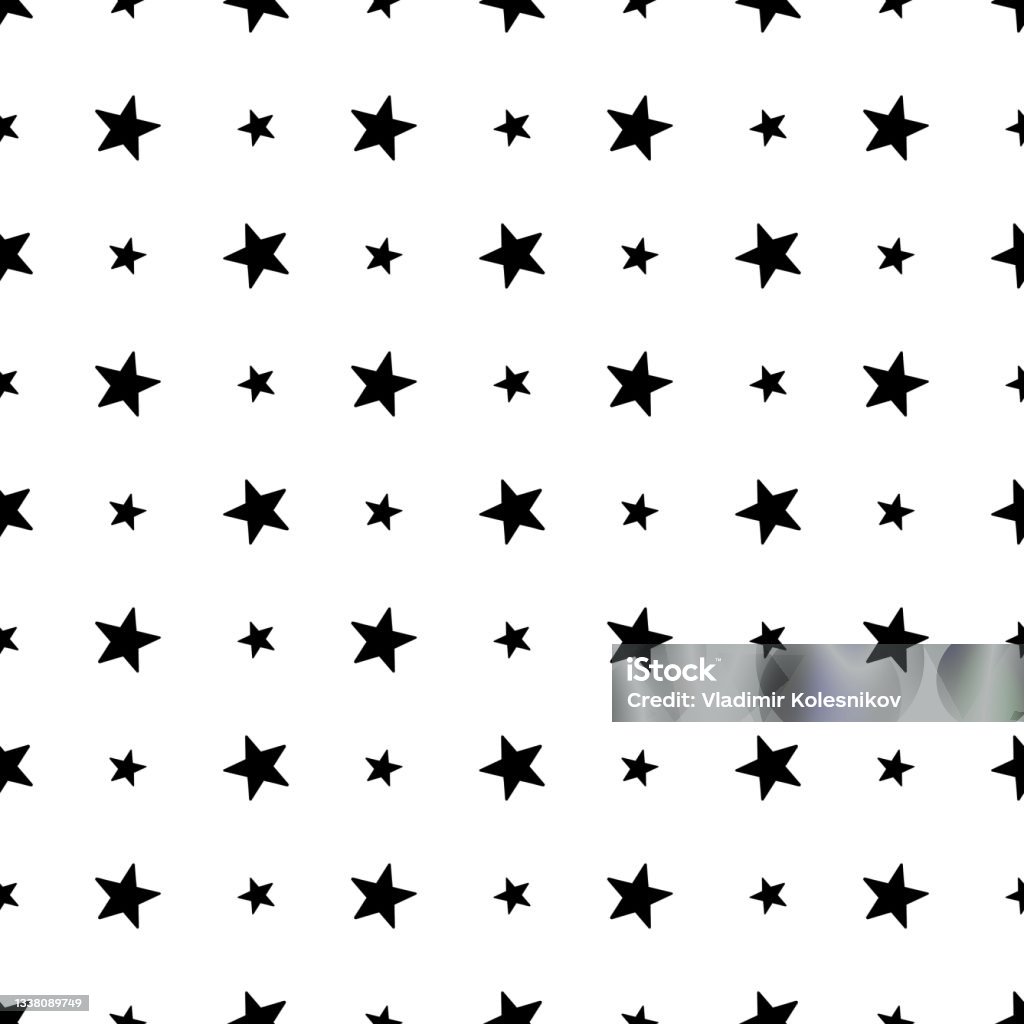 Seamless Star Monochrome Background On White Background Pattern Stock