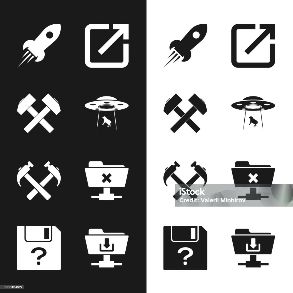 Set Ufo Abducts Cow Two Crossed Hammers Rocket Ship With Fire Open In ... Set Ufo Abducts Cow Two Crossed Hammers Rocket Ship With Fire Open In ...