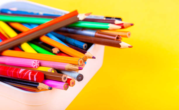 Free Stock Photo of A yellow box with crayons in it | Download Free ...