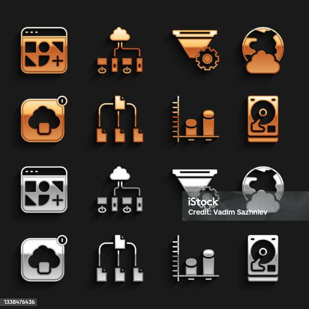 Set Folder Tree Social Network Hard Disk Drive Hdd Data Analysis Cloud