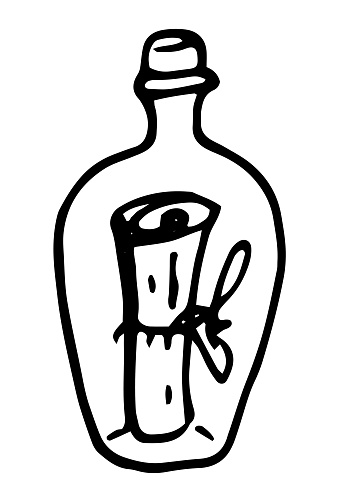 Ilustración de Una Botella Vectorial Con Un Mensaje Dentro Una Botella ... Ilustración de Una Botella Vectorial Con Un Mensaje Dentro Una Botella ...