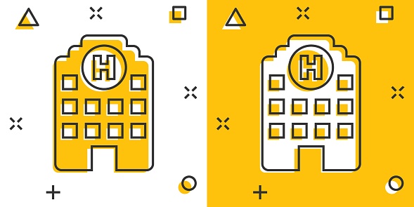 Icône Du Bâtiment Hospitalier Dans Un Style Comique Illustration De
