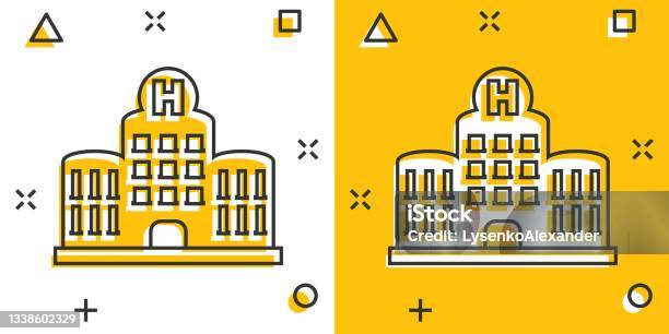 Icône Du Bâtiment Hospitalier Dans Un Style Comique Illustration De