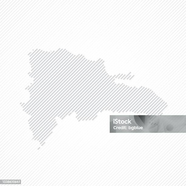 Dominican Republic Map Designed With Lines On White Background Stock