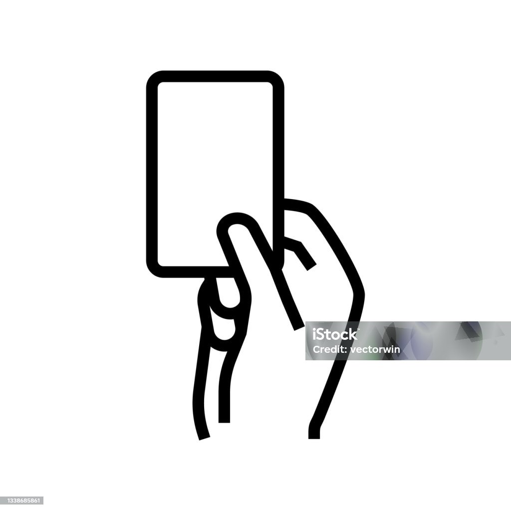 Red Card From Arbitrator Line Icon Vector Illustration Stock