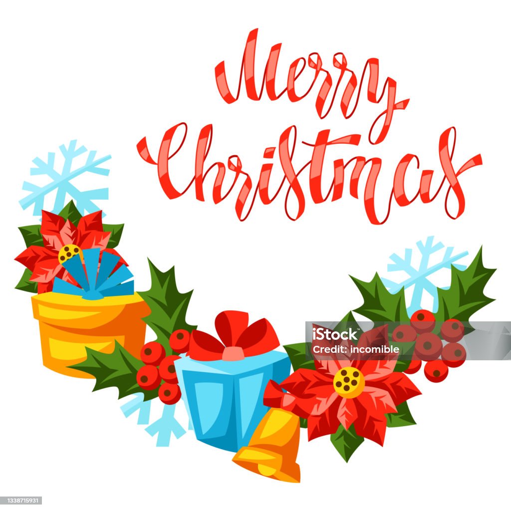 Selamat Natal Undangan Atau Kartu Ucapan Ilustrasi Liburan Dengan Gaya