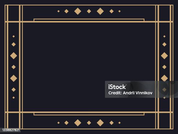 Bingkai Art Deco Perbatasan Linear Vintage Desain Template Untuk