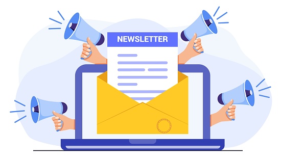 Vetores De Assine Agora A Nossa Ilustração Vetorial Da Newsletter Com
