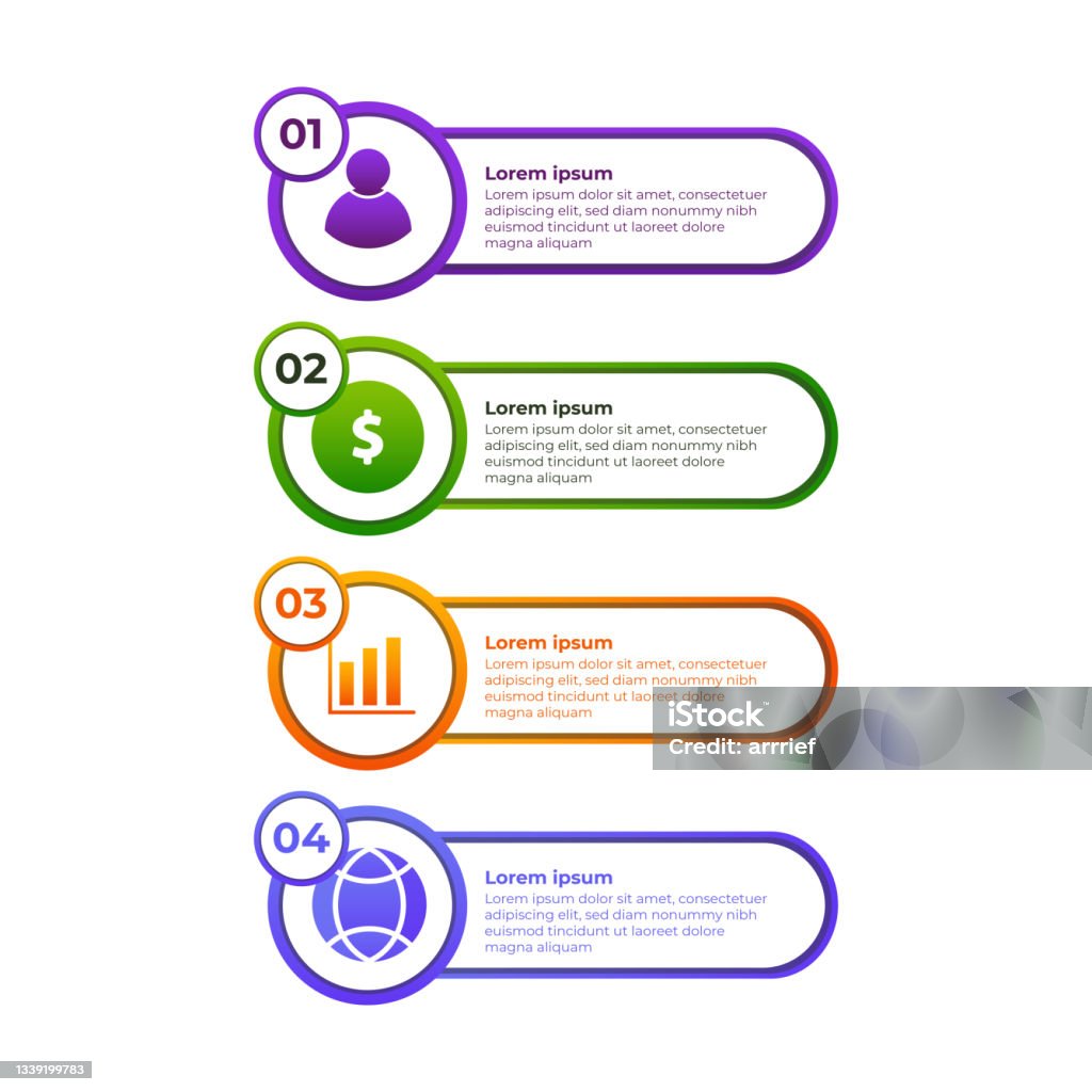 Desain Infografis Gradien Lingkaran Template Desain Infografis Empat ... Desain Infografis Gradien Lingkaran Template Desain Infografis Empat ...