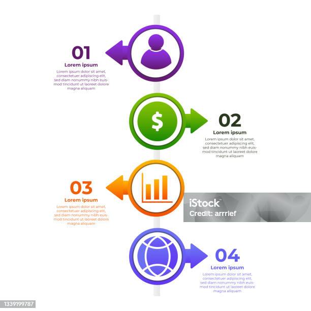 Desain Infografis Gradien Lingkaran Template Desain Infografis Empat ... Desain Infografis Gradien Lingkaran Template Desain Infografis Empat ...