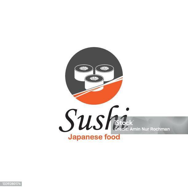 Sushi Dan Gulungan Dengan Bar Sumpit Atau Template Logo Vektor Restoran