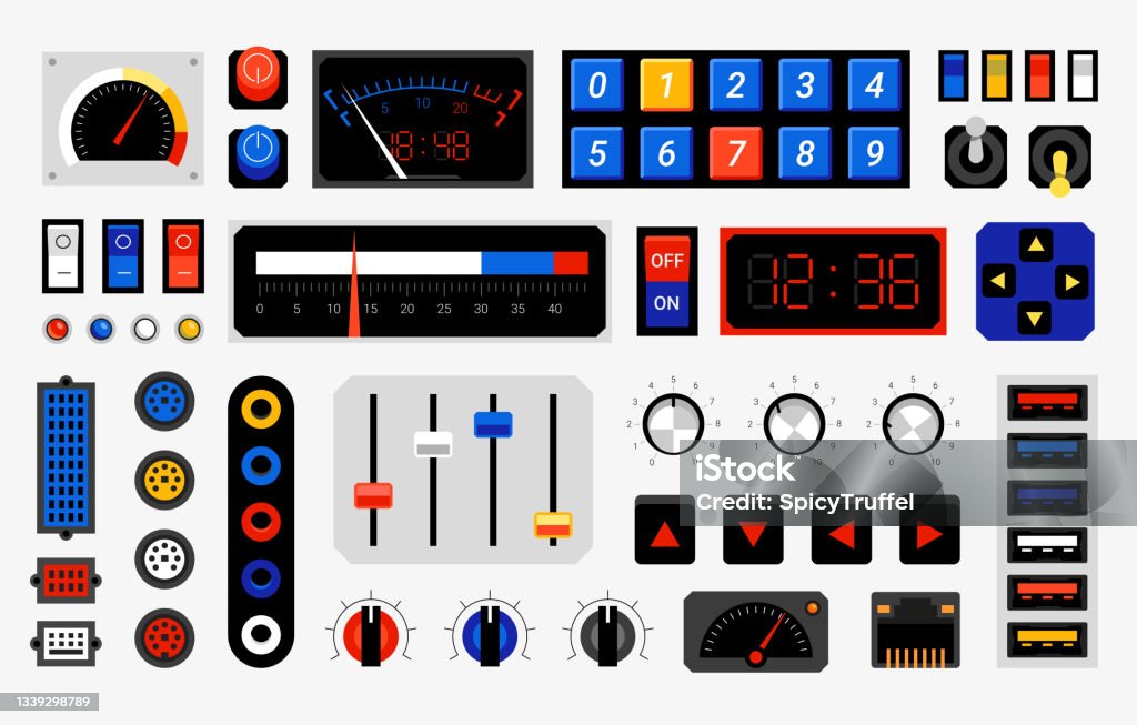 Panel Kontrol Retro Elemen Dasbor Komputer Dial Atau Port Koneksi ... Panel Kontrol Retro Elemen Dasbor Komputer Dial Atau Port Koneksi ...