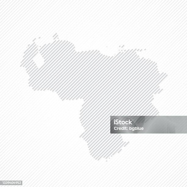 Venezuela Map Designed With Lines On White Background Stock