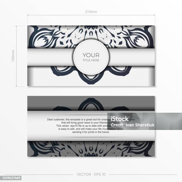 Stylish Vector Siap Cetak Desain Kartu Pos Warna Putih Dengan Pola