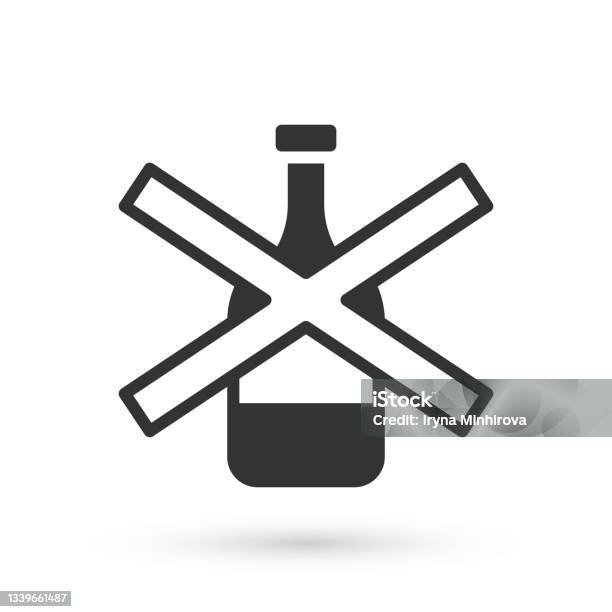 Gris Pas Dicône Dalcool Isolée Sur Fond Blanc Interdiction Des Boissons