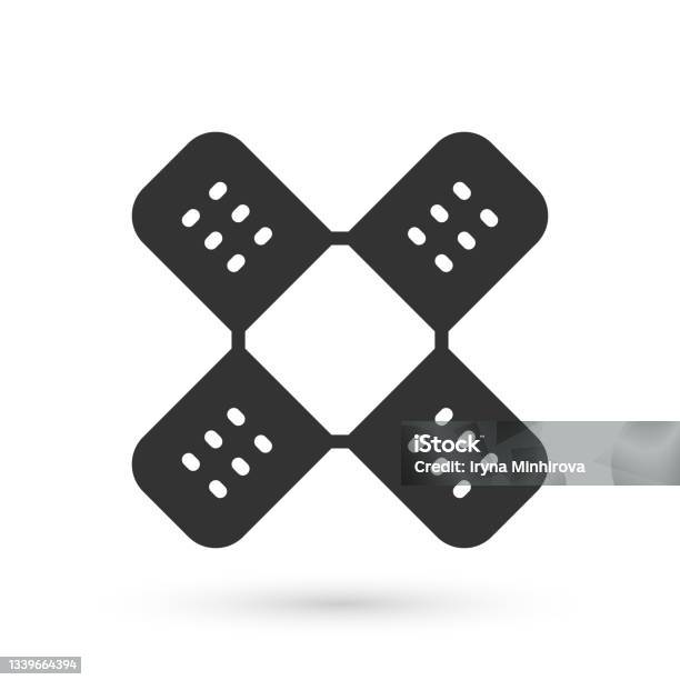 Icône En Plâtre De Bandage Croisé Gris Isolée Sur Fond Blanc Plâtre