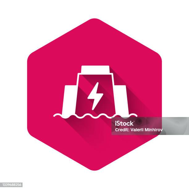 Ilustración de Icono De La Presa Hidroeléctrica Blanca Aislada Con Un ... Ilustración de Icono De La Presa Hidroeléctrica Blanca Aislada Con Un ...