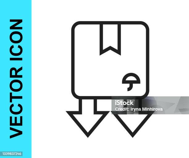 Ligne Noire Boîte En Carton Avec Icône De Symbole De Trafic Isolée Sur
