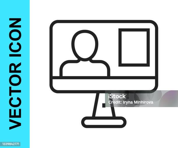 Ligne Noire Icône De Classe En Ligne Isolée Sur Fond Blanc Concept