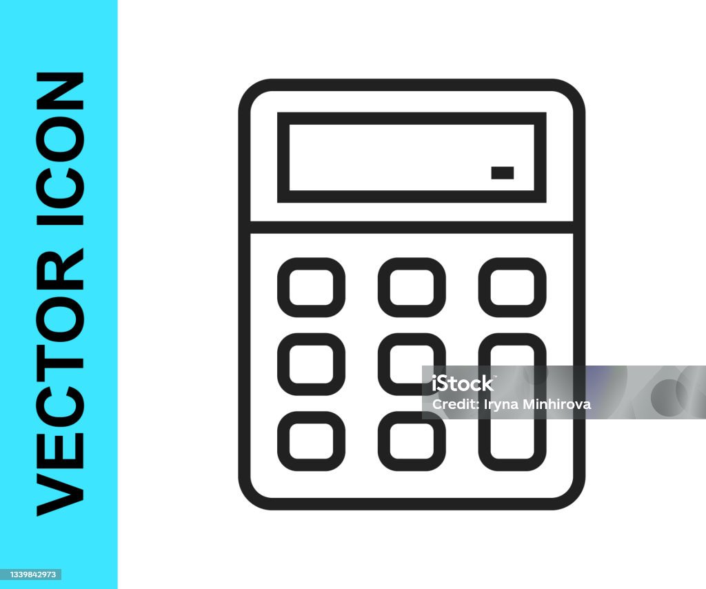 Icône Calculatrice De Ligne Noire Isolée Sur Fond Blanc Symbole
