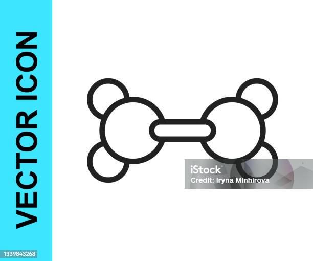 Icône Molécule De Ligne Noire Isolée Sur Fond Blanc Structure Des