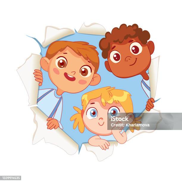 Anakanak Melihat Melalui Lubang Kertas Yang Robek Ilustrasi Stok ... Anakanak Melihat Melalui Lubang Kertas Yang Robek Ilustrasi Stok ...