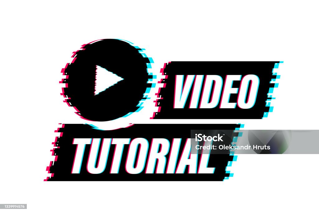 Video Tutorials Glitch Button Icon Emblem Label Vector Illustration ... Video Tutorials Glitch Button Icon Emblem Label Vector Illustration ...