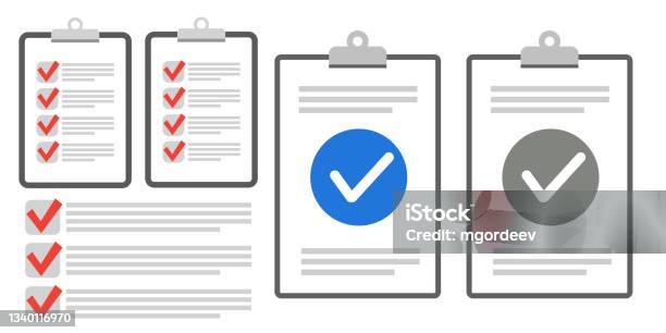Papan Centang Clipboard Desain Datar Periksa Ilustrasi Vektor Daftar