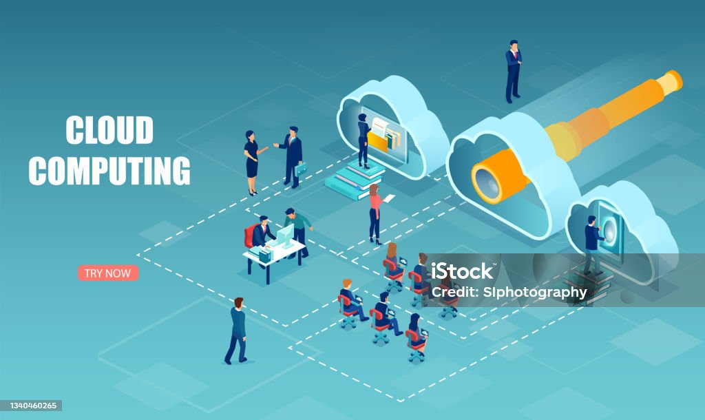 Vector Of Business People Using Cloud Computing Technology Stock ... Vector Of Business People Using Cloud Computing Technology Stock ...