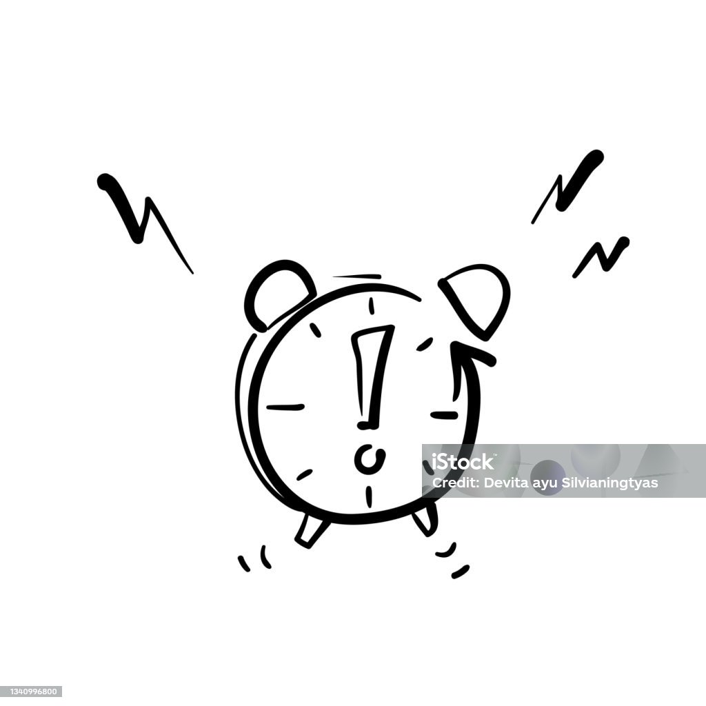 Tanda Seru Sketsa Doodle Digambar Tangan Dengan Vektor Ilustrasi Jam