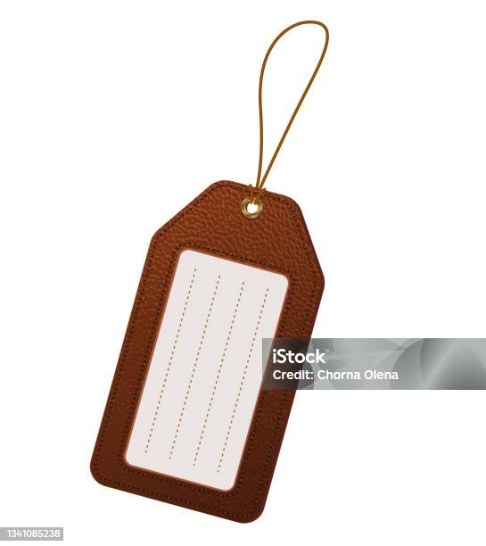 Étiquette Détiquette De Bagage En Cuir Marron Avec Sangle Carte