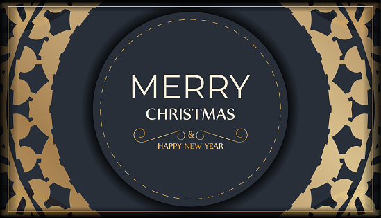 Template Kartu Pos Merry Natal Dan Selamat Tahun Baru Dengan Warna Biru
