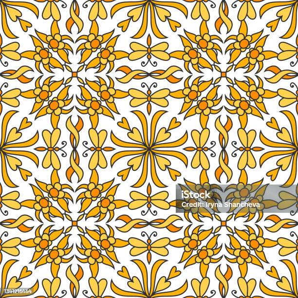 Floral Seamless Pattern Isolated Doodle Hand Drawn Art Line Sketch