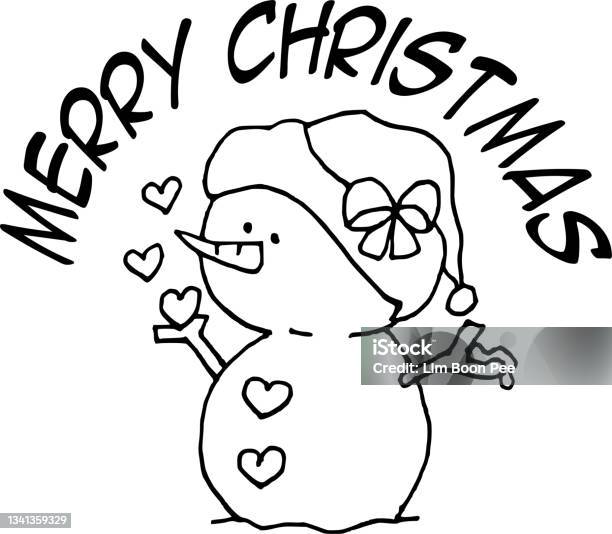 Vector Illustration Cartoon Santa Claus Snowman Christmas Card Series