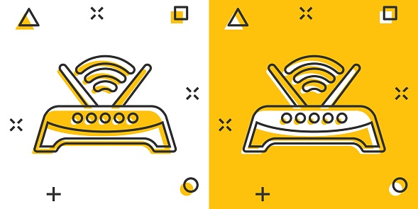 Icône De Routeur Wifi Dans Un Style Comique Illustration Vectorielle De