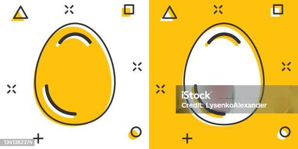 Icône Dœuf Dans Un Style Comique Illustration Vectorielle De Dessin