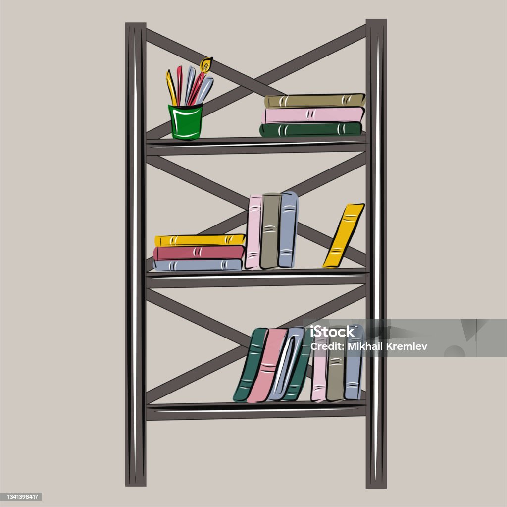 Furnitur Yang Terbuat Dari Kayu Dan Logam Rak Buku Gaya Loft Desain