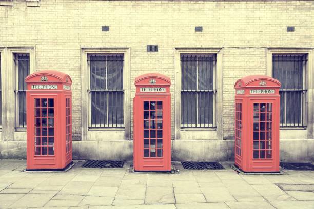 Free Stock Photo of Row of iconic British telephone booths | Download ...