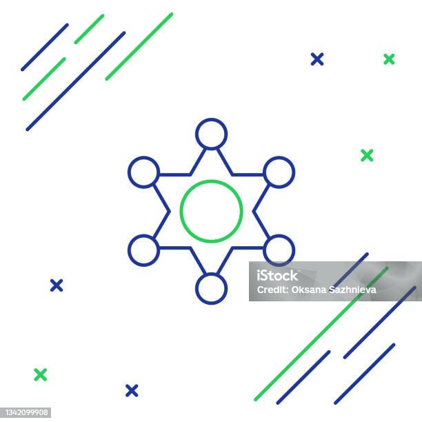 Icône De Shérif De Ligne Hexagram Isolée Sur Fond Blanc Icône De Badge