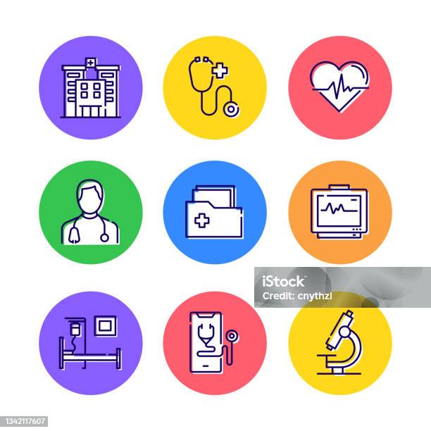 Vetores De Conjunto De Ícones De Linhas Relacionadas À Saúde E Médicas
