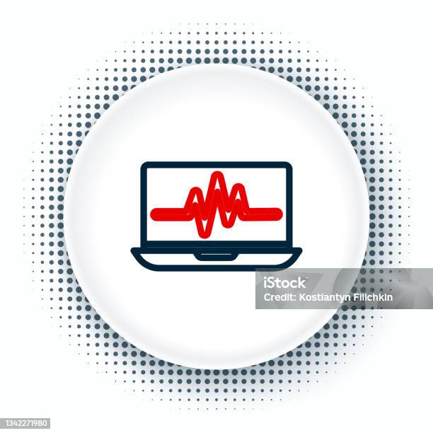 Ordinateur Portable En Ligne Avec Icône De Cardiogramme Isolée Sur Fond