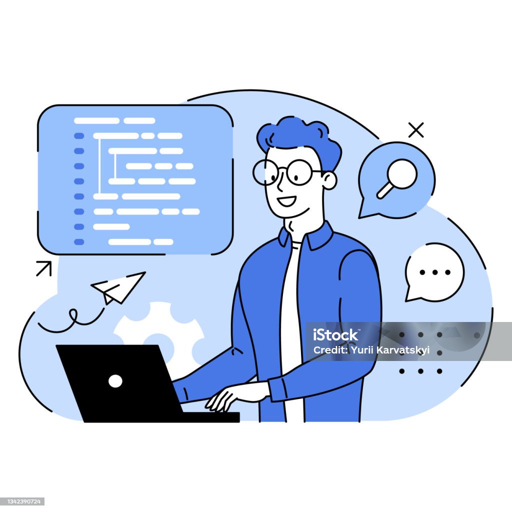 It Programming Support Concept Of Script Coding Programming Language Programmer Working On Web