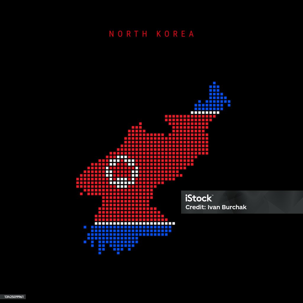 Square Dots Pattern Map Of North Korea Dotted Pixel Map With Flag