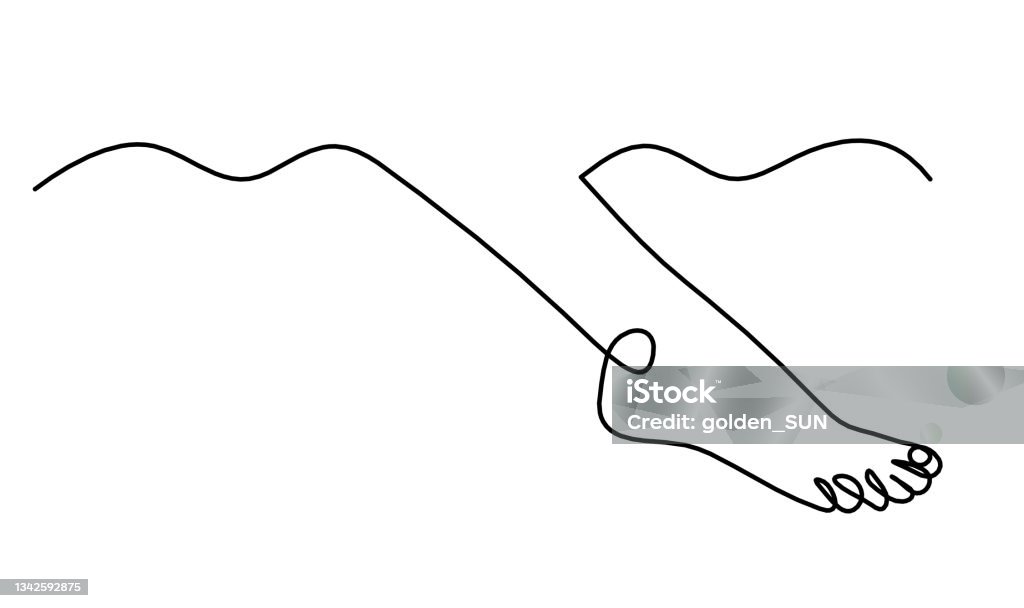 Silhouette De Pied Abstrait Comme Dessin Au Trait Sur Blanc Vecteurs