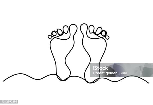Silhouette De Pied Abstrait Comme Dessin Au Trait Sur Blanc Vecteurs