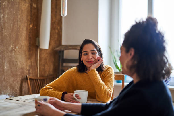 Free Stock Photo of Woman talking at a table having coffee | Download ...