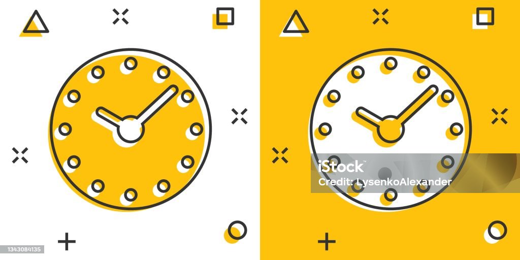 Ilustración De Icono De Reloj En Estilo Cómic Vea La Ilustración Vectorial De Dibujos Animados