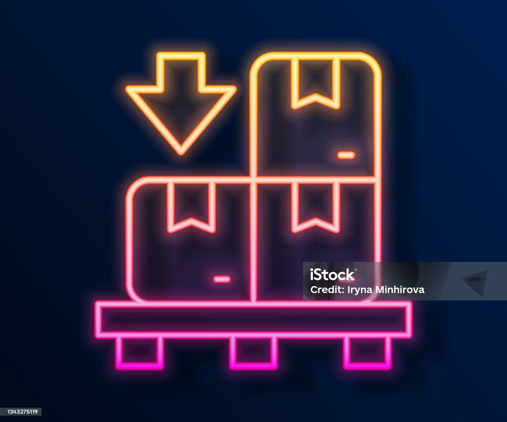 Kotak Kardus Garis Neon Bercahaya Pada Ikon Palet Terisolasi Di Latar ... Kotak Kardus Garis Neon Bercahaya Pada Ikon Palet Terisolasi Di Latar ...