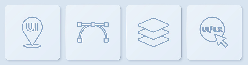 Vetores De Definir O Design Da Linha Ui Ou Ux Camadas Curva Bezier E